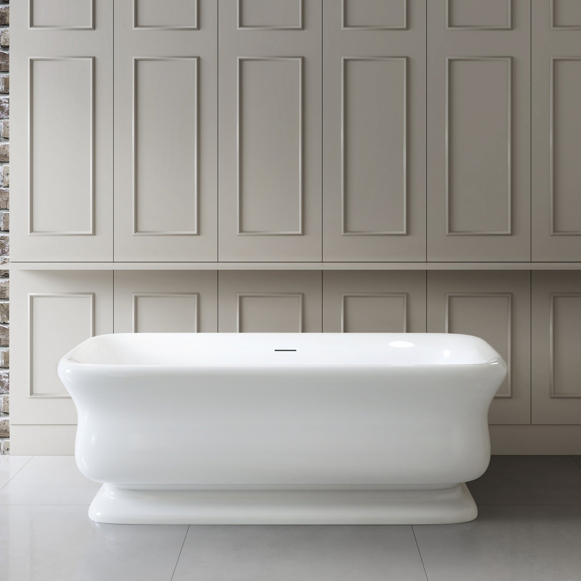 WOODBRIDGE WE005 71" Freestanding Soaking Tub – White with Black Drain ...
