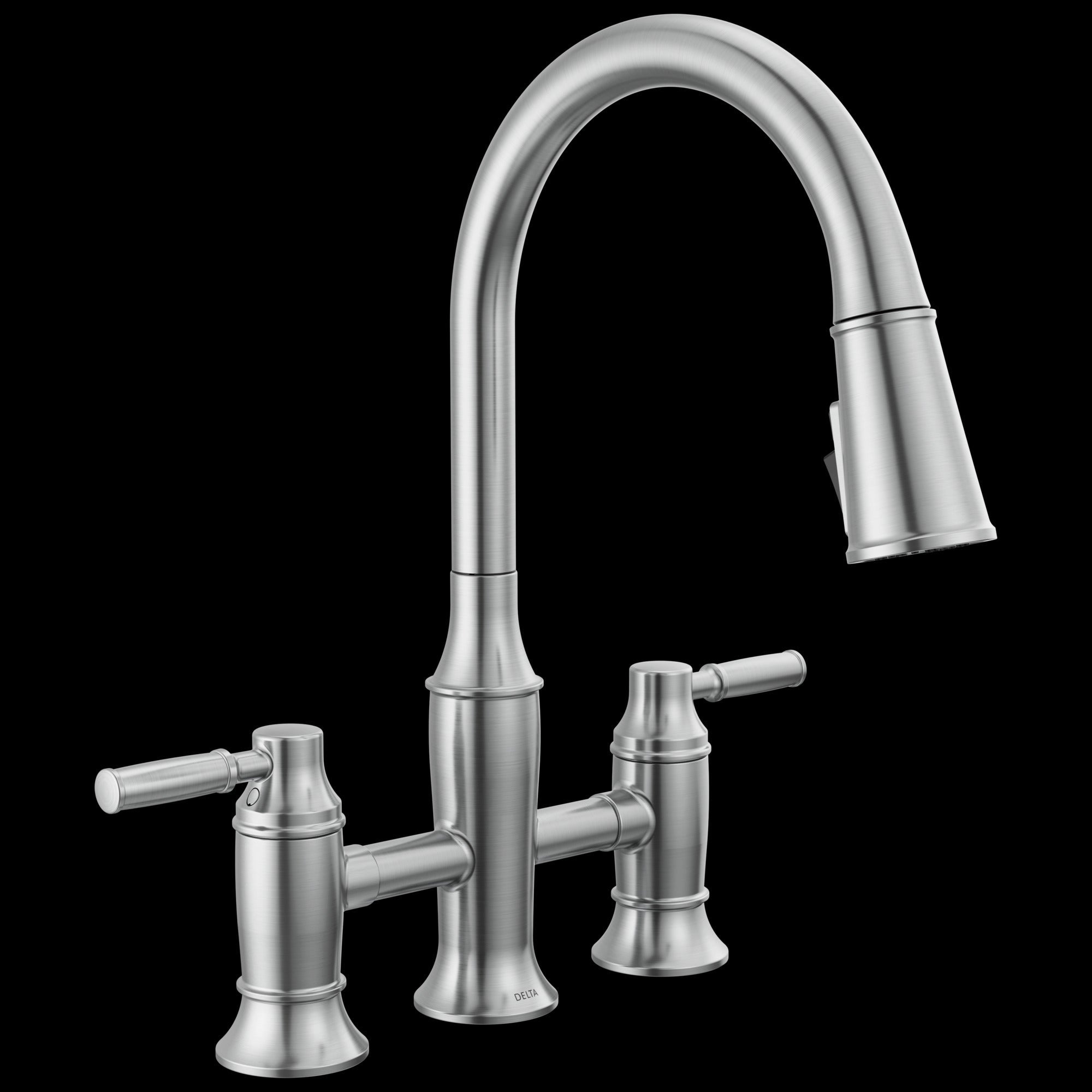 Delta Renaldi™ Two Handle Pull-Down Bridge Kitchen Faucet – GS Design ...
