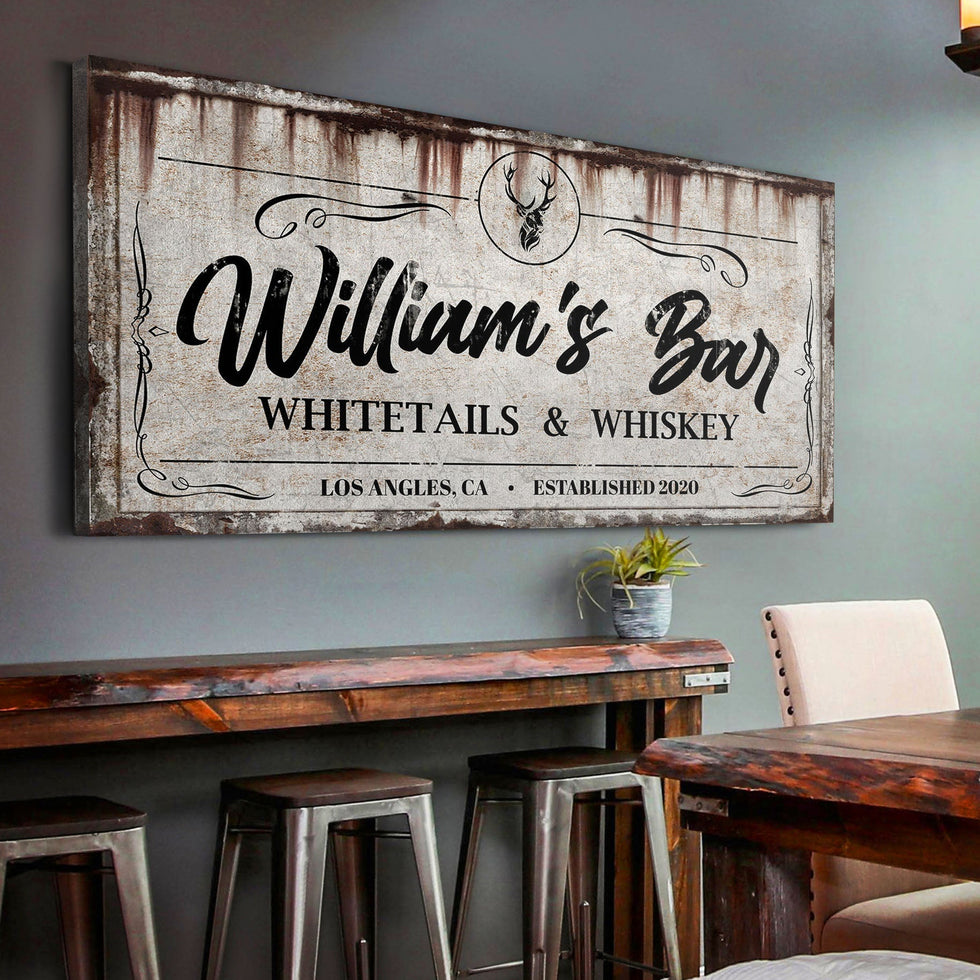 PWhitetails and Whiskey Sign: Perfect for Personalized Basement Bar Si ...