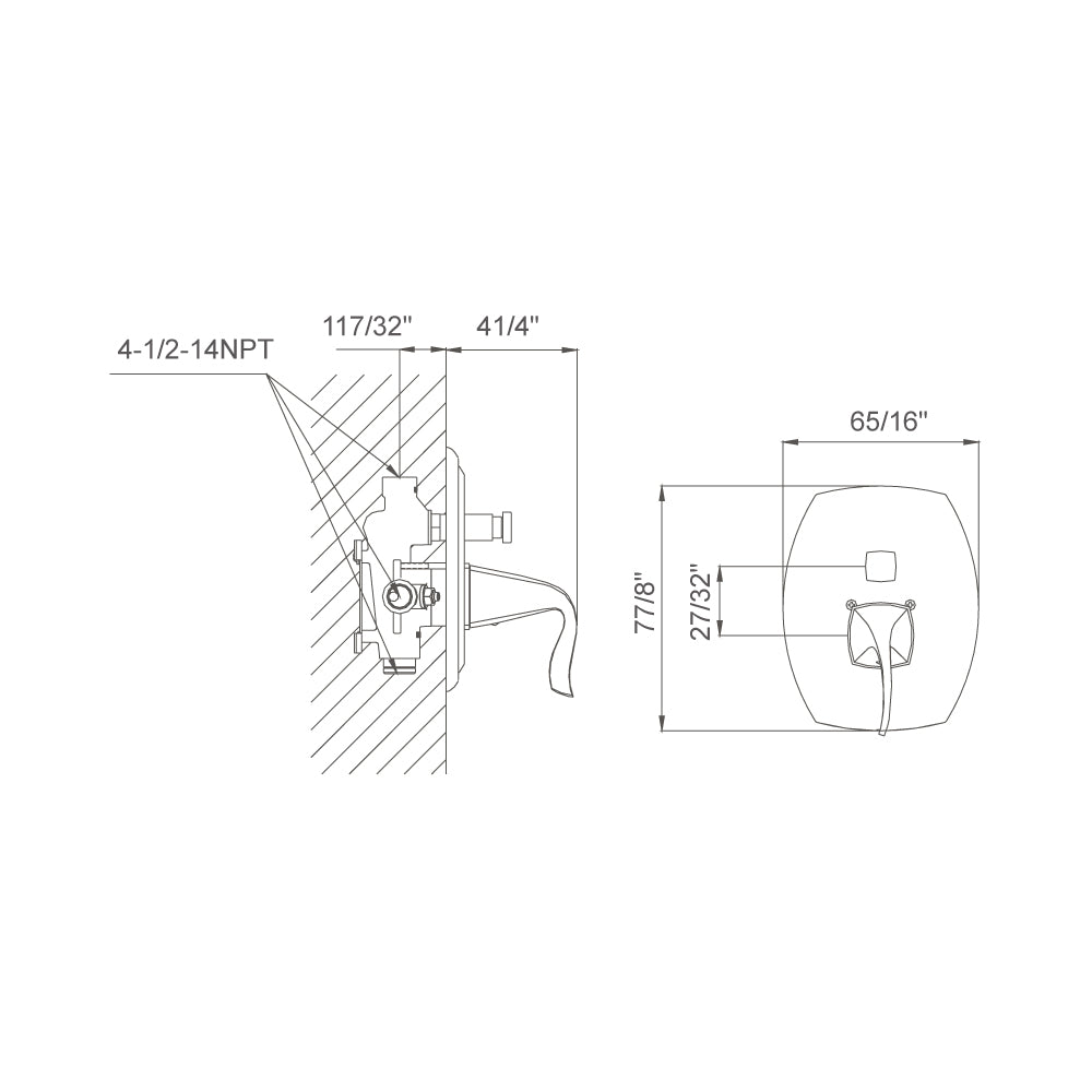 Dawn Diverter valve trim with lever handle for pressure-balancing valve ...