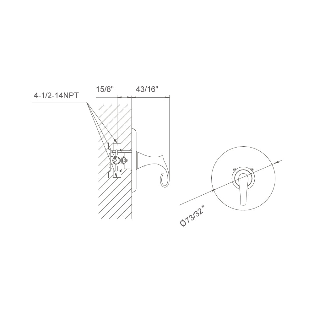 Dawn Shower valve trim with lever handle for pressure-balancing valve ...