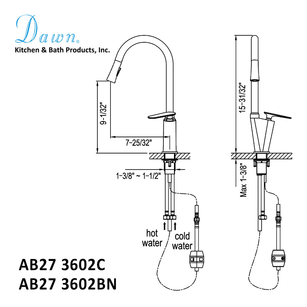 Dawn Single lever pull-down spray sink faucet – GS Design Center LLC