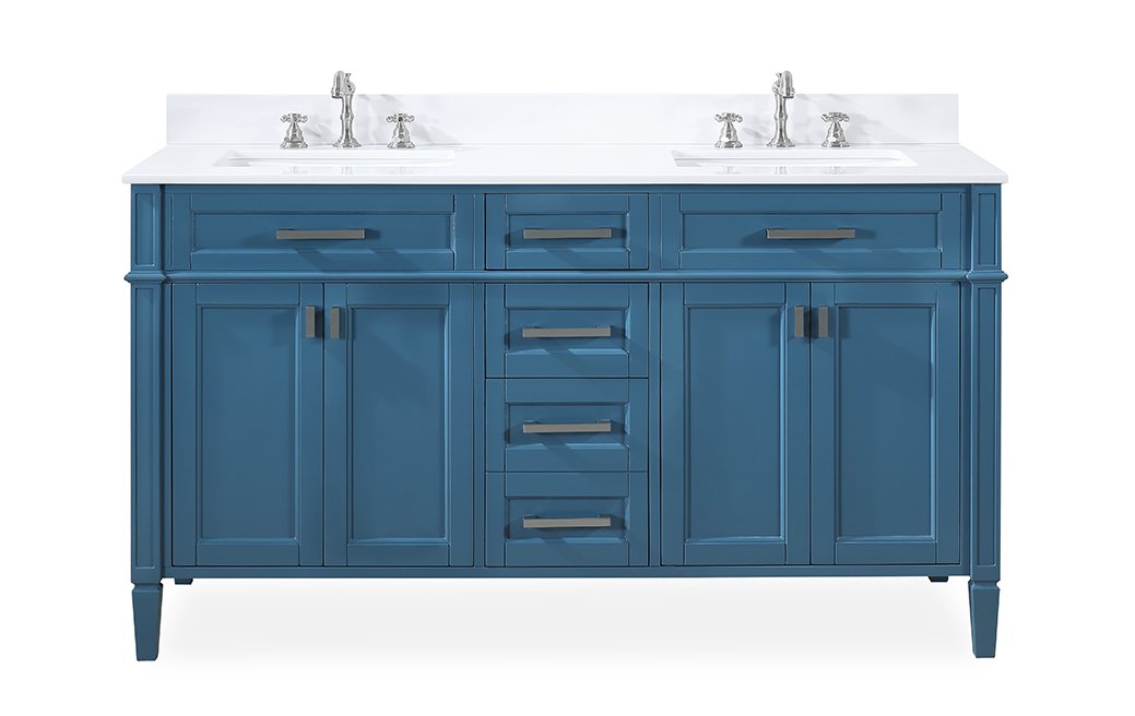 60" Tennant Brand Durand Modern Teal Blue Double Sink Vanity – GS ...