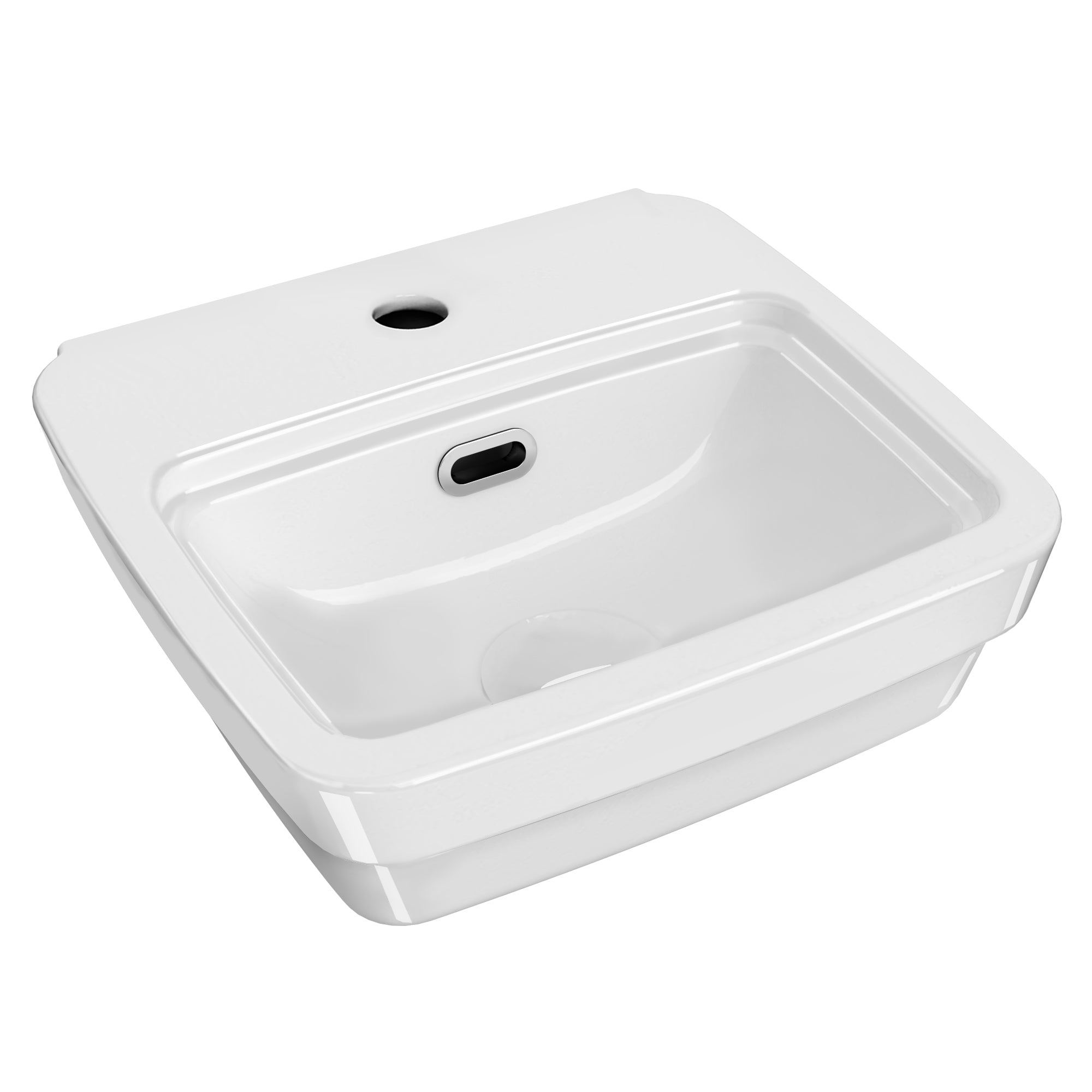 13" Rectangular Wall Mount Basin with Overflow Control Ledge, Single F ...