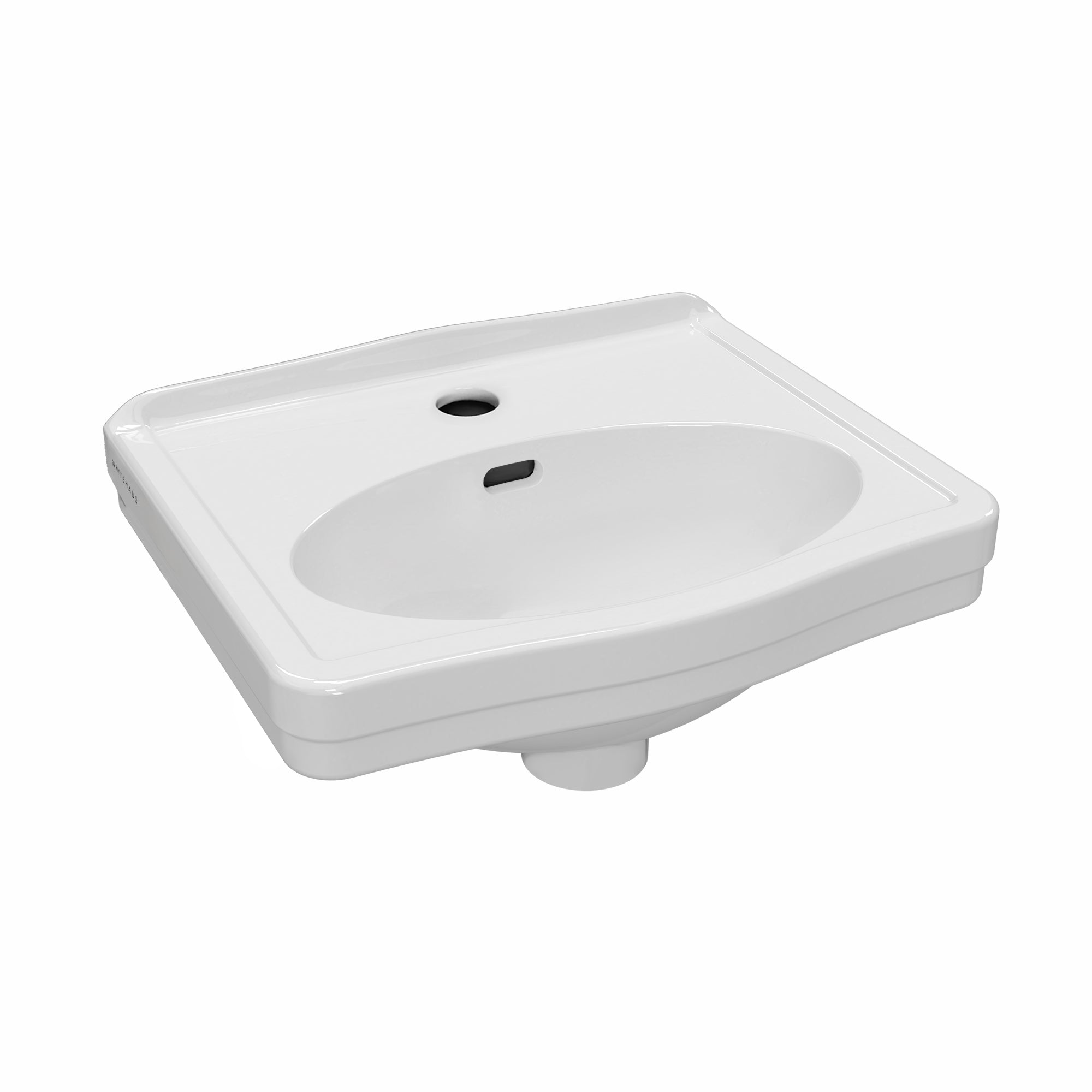 15" Rectangular Wall Mount Basin with Integrated Oval Bowl, Low-Rise B ...