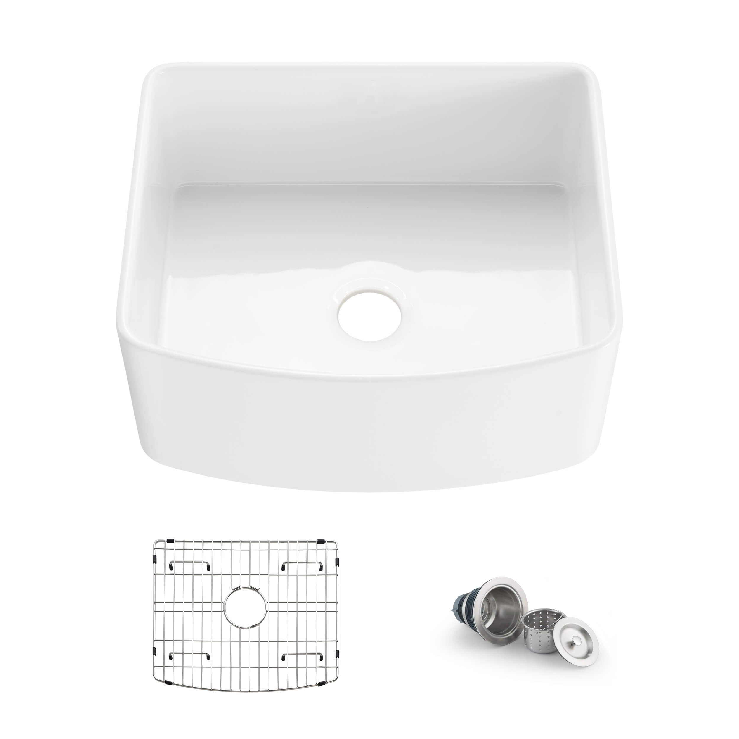 Nova 24" Curved Apron Front Fireclay Farmhouse Kitchen Sink - C2-24SFC ...