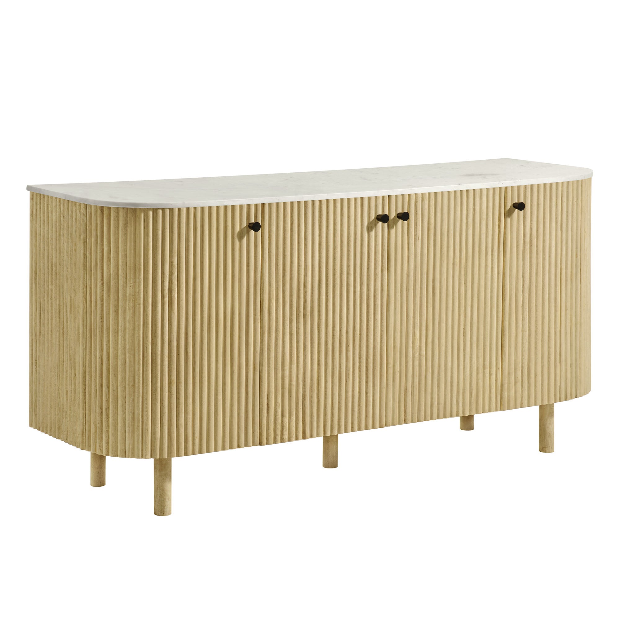 Caldera 60" Curved Solid Wood and Marble Sideboard Storage Cabinet – GS ...