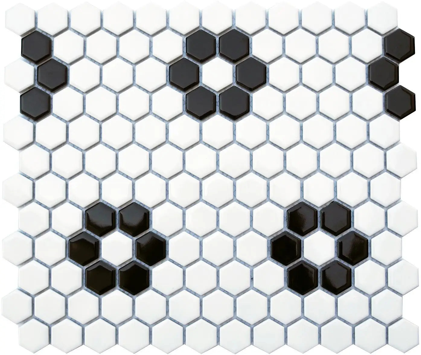 Roca CC Mosaics Black & White Flower – Hexagon Flower matte Mosaic 12x ...