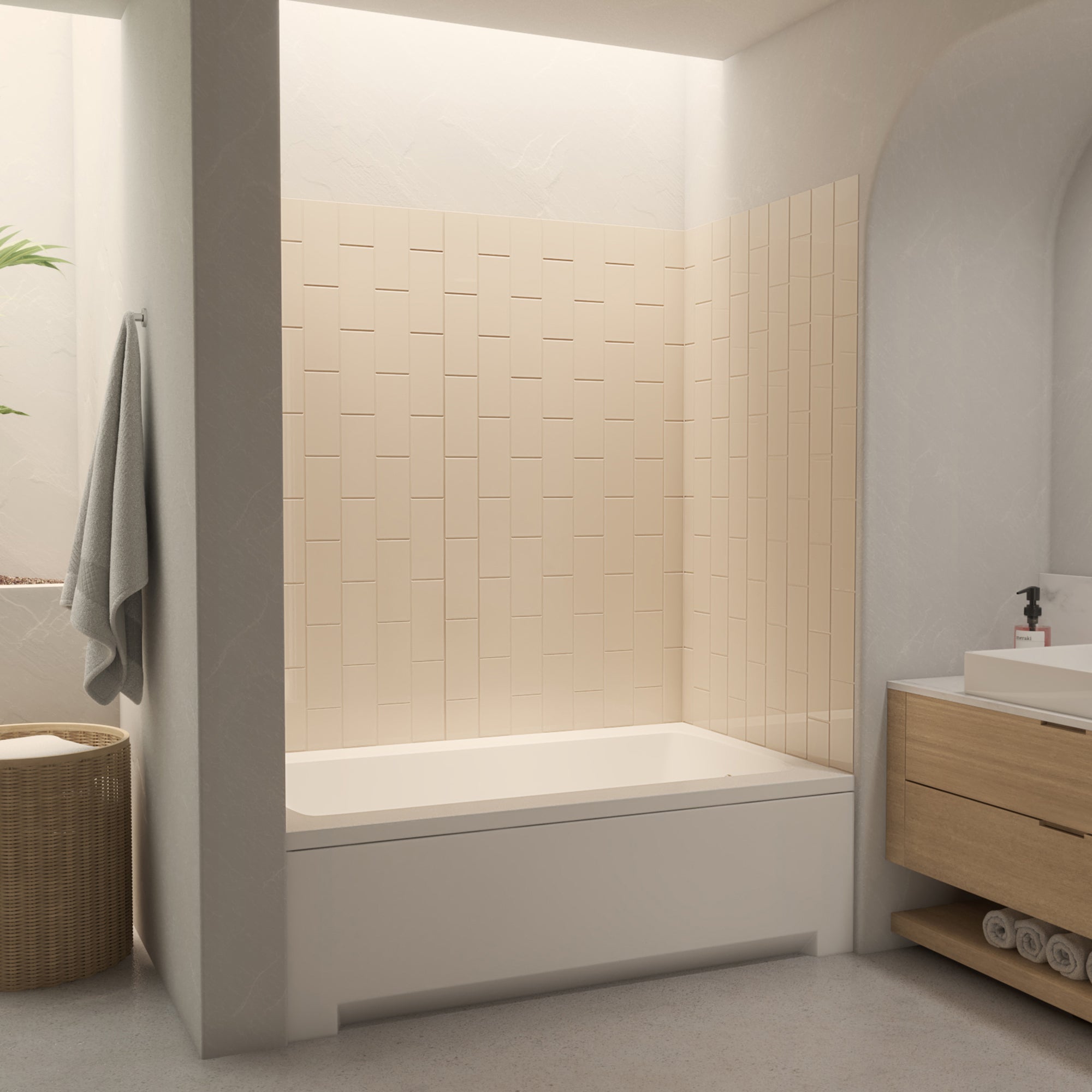DreamLine QWALL-VS 56 - 60 inch W x 36 inch D x 62 inch H Acrylic Wall ...
